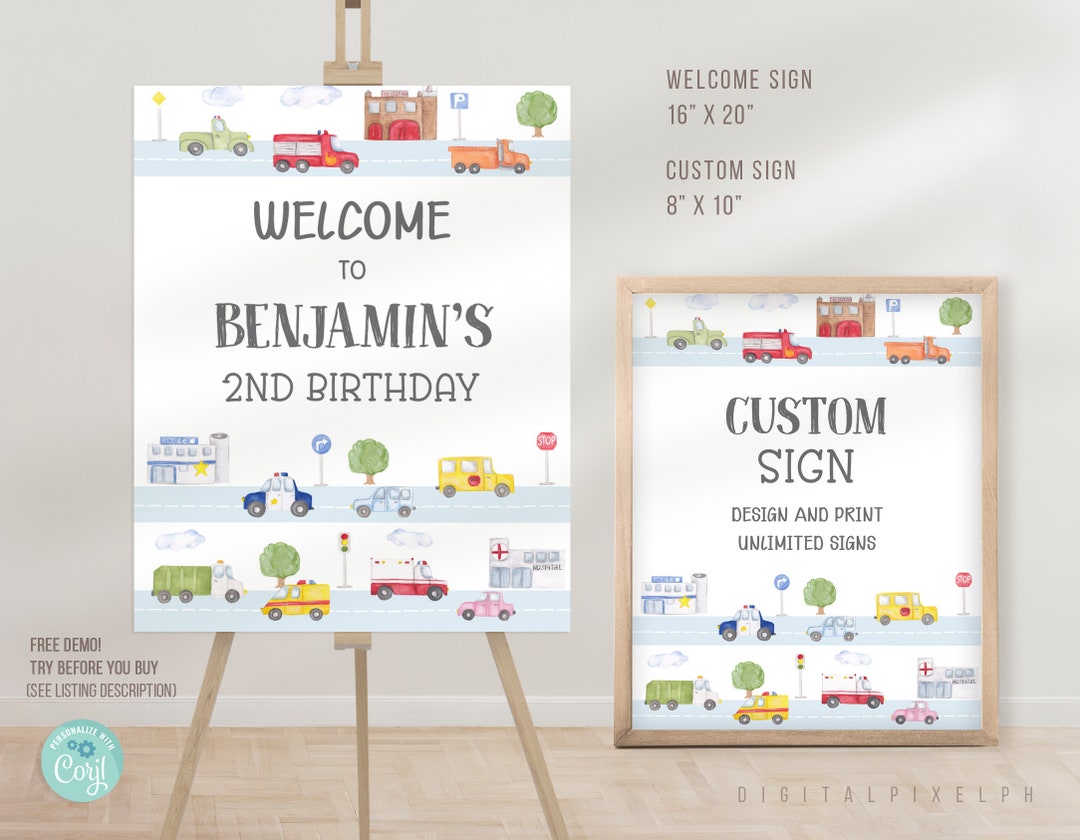 Editable Transportation Welcome Sign, Transportation Custom Sign ...