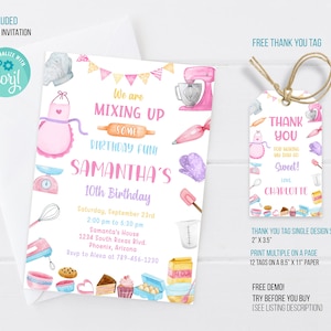 Editable Baking Birthday Party Invitation, Baking Party Invite, Cooking ...