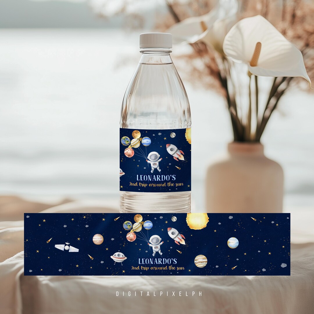 Outer Space Water Bottle Label (digital Download) - Etsy