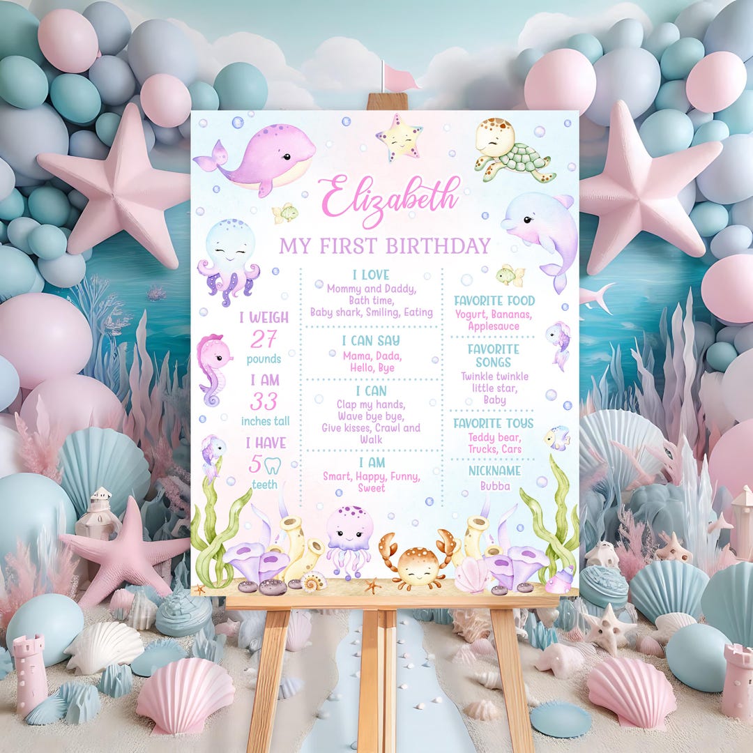 Under the Sea Birthday Milestone Poster Template (digital Download) - Etsy