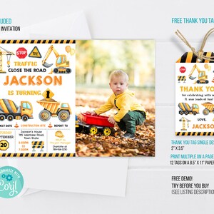 Editable Construction Birthday Party Invitation Template, Construction ...