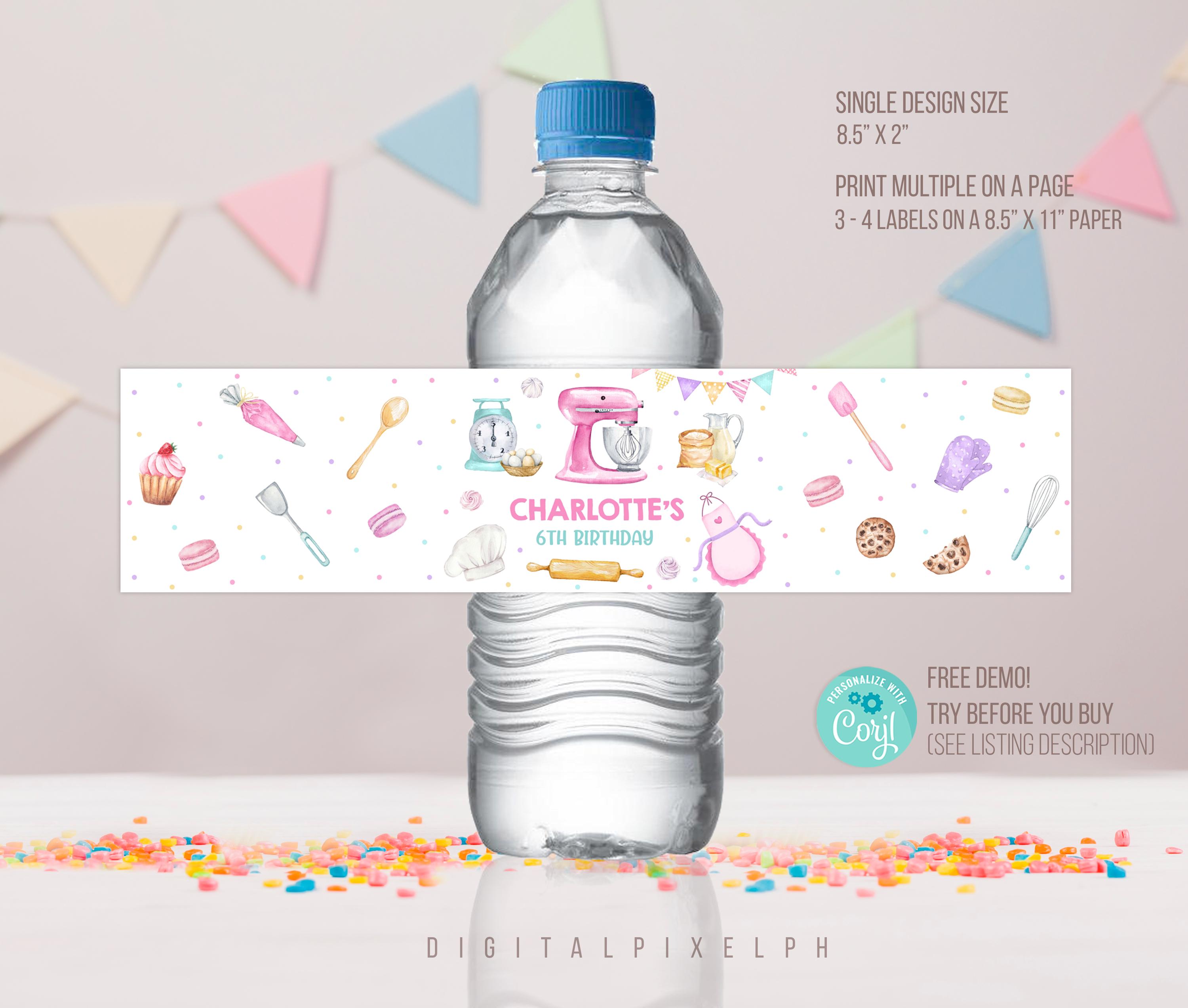 Editable Baking Water Bottle Label, Baking Label, Baking Water Bottle ...