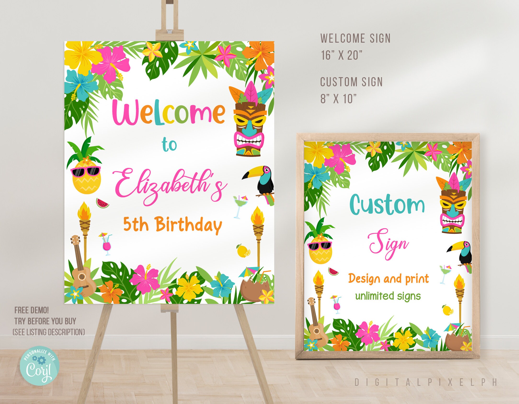 Editable Luau Welcome Sign Template, Hawaiian Party Decor (digital) - Etsy