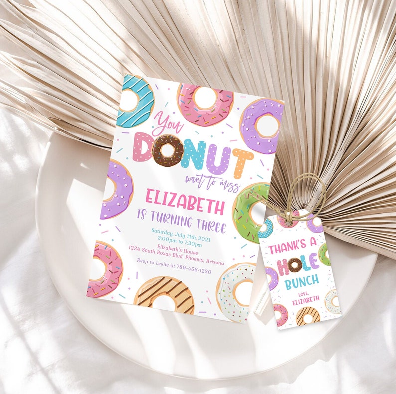 Donut Birthday Invitation Donut Birthday Invite Donut Party - Etsy