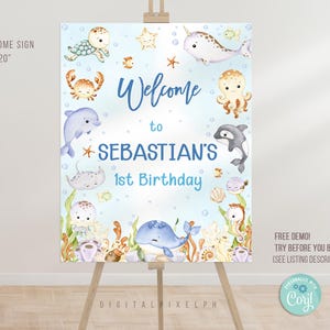Editable Under the Sea Welcome Sign Template, Under the Sea Birthday ...