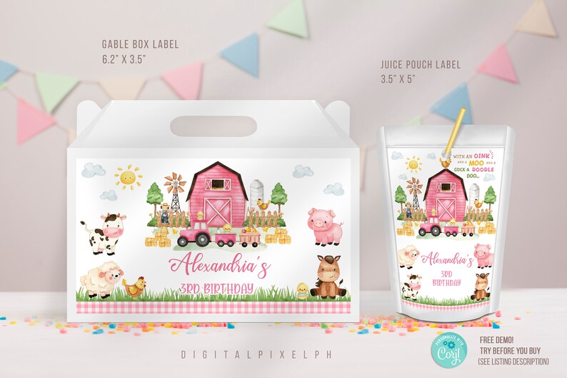 Editable Barnyard Farm Capri Sun Labels, Farm Juice Labels, Farm Gable ...