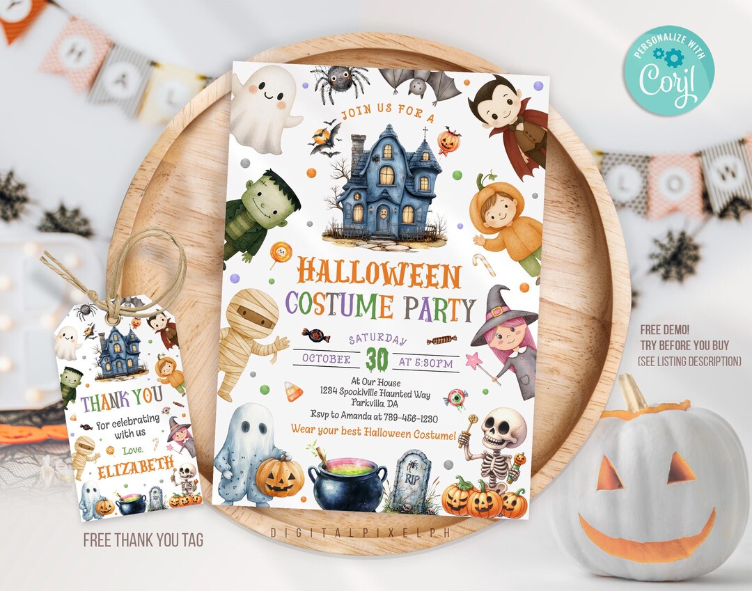 Editable Halloween Costume Party Invitation Template (digital Download ...