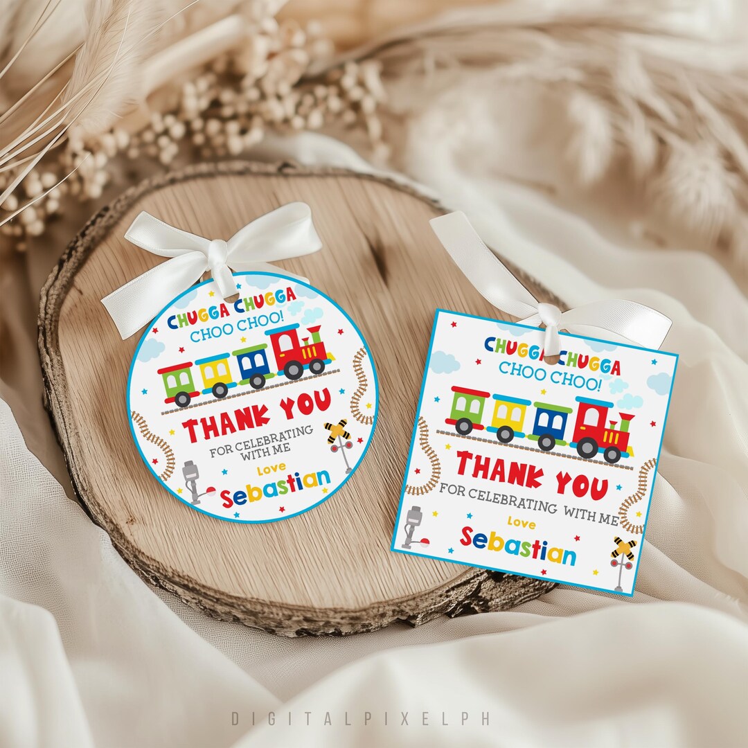 Train Round Thank You Tags, Train Sticker, Train Square Thank You Tags ...