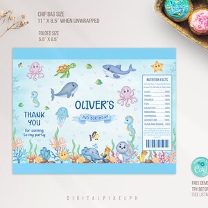 Editable Under the Sea Chip Bag Wrapper Labels, Under the Sea Bag ...