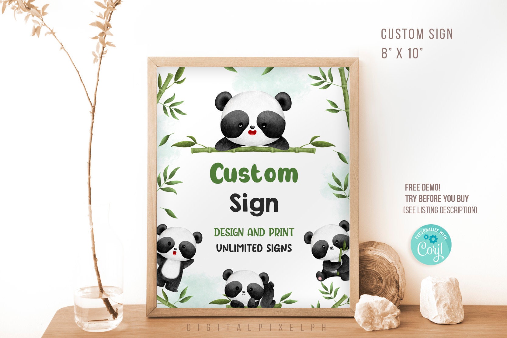 Editable Panda Birthday Party Welcome Sign Template, Panda Birthday ...