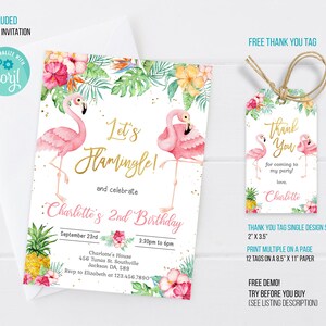 Editable Flamingo Birthday Invitation Template, Flamingle Invitation ...