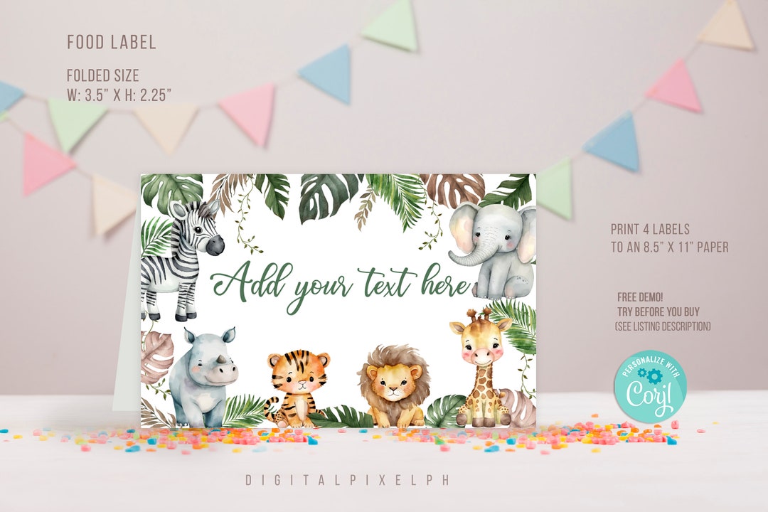Editable Safari Food Label, Safari Animals Food Tent Cards, Safari Food ...
