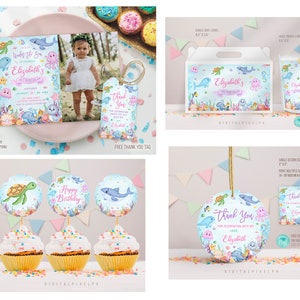 Editable Under the Sea Birthday Invitation Bundle Template, Under the ...