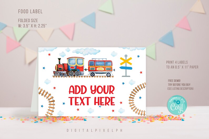 Editable Train Food Label, Train Birthday Party Food Tent Cards, Train ...