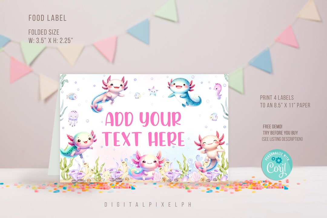 Editable Axolotl Food Label, Axolotl Food Tent Cards, Axolotl Food Tent ...