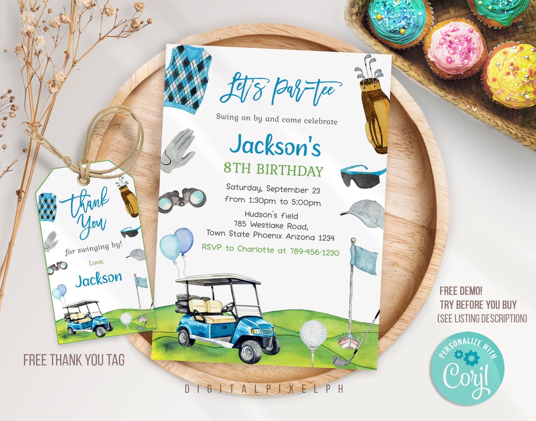Editable Golf Birthday Party Invitation Template, Golf Birthday ...