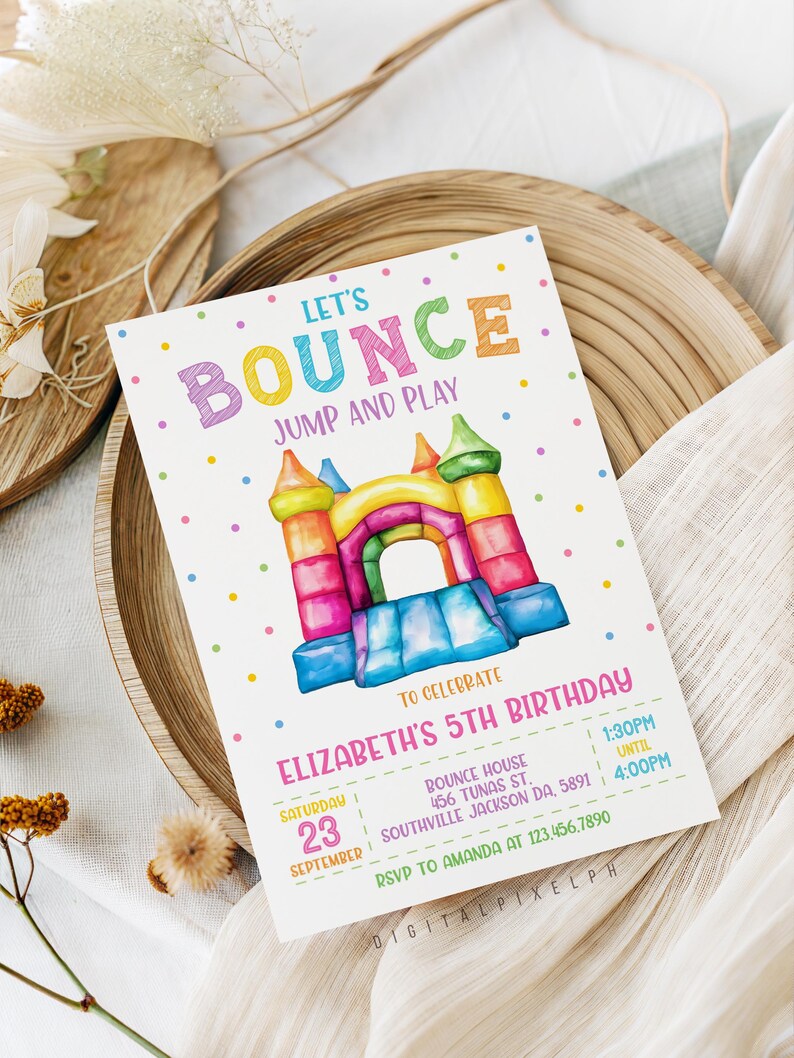 Editable Bounce House Birthday Invitation Template (digital) - Etsy