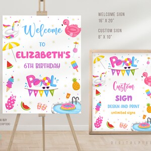 Editable Pool Party Birthday Invitation Bundle Template, Pool Party ...