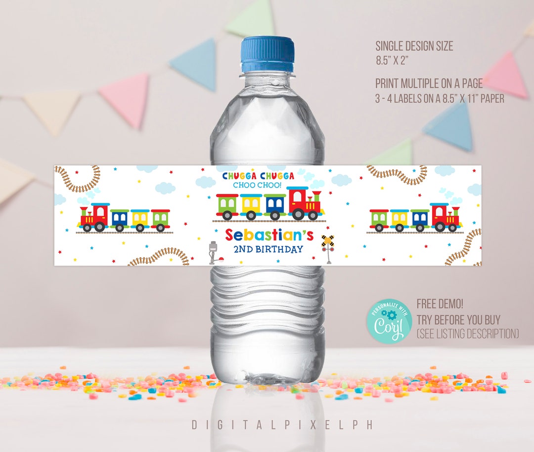 Editable Train Water Bottle Label, Train Label, Train Water Bottle ...