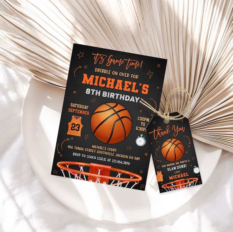 Basketball Birthday Invitation Template Printable Basketball - Etsy