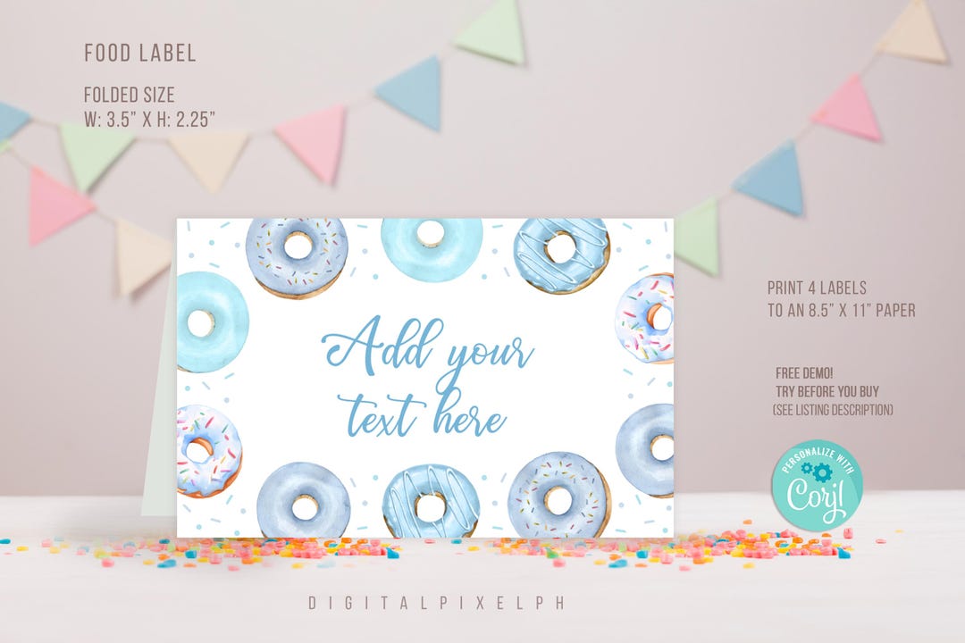 Editable Donut Baby Shower Food Label, Donut Baby Shower Food Tent ...