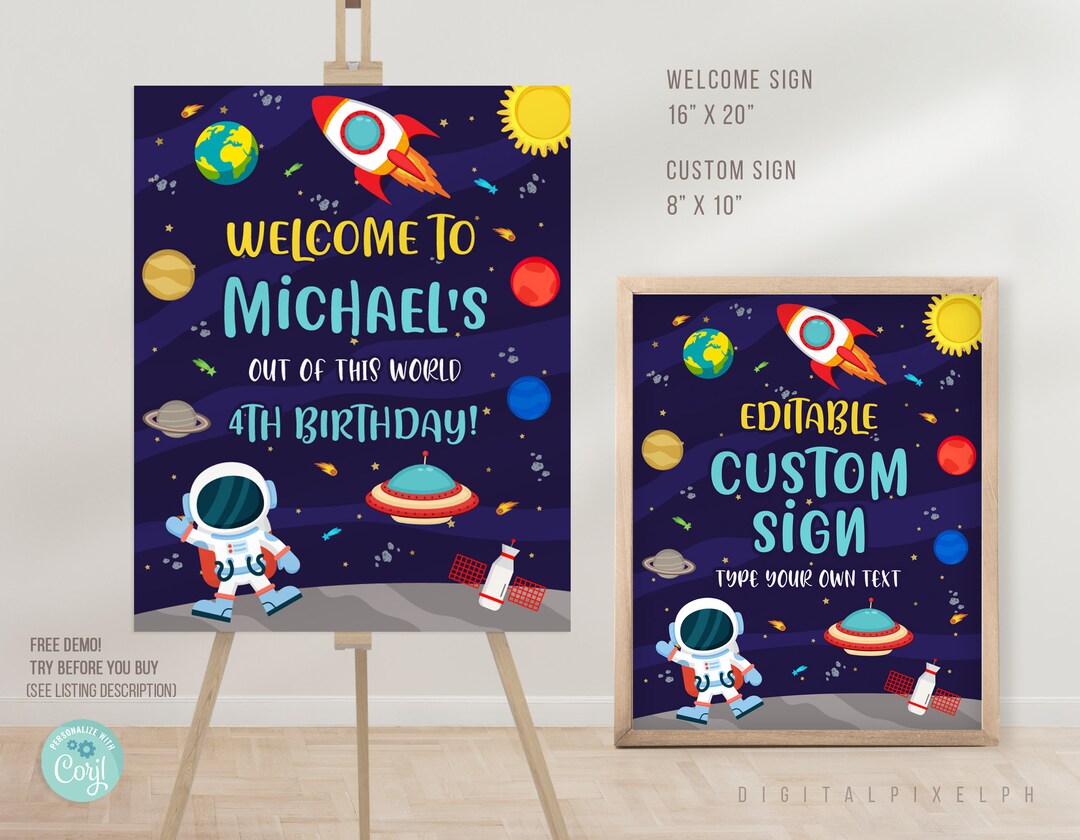 Editable Outer Space Welcome Sign Template, Outer Space Custom Sign ...