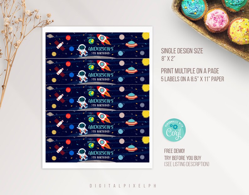 Editable Outer Space Water Bottle Label (digital Download) - Etsy