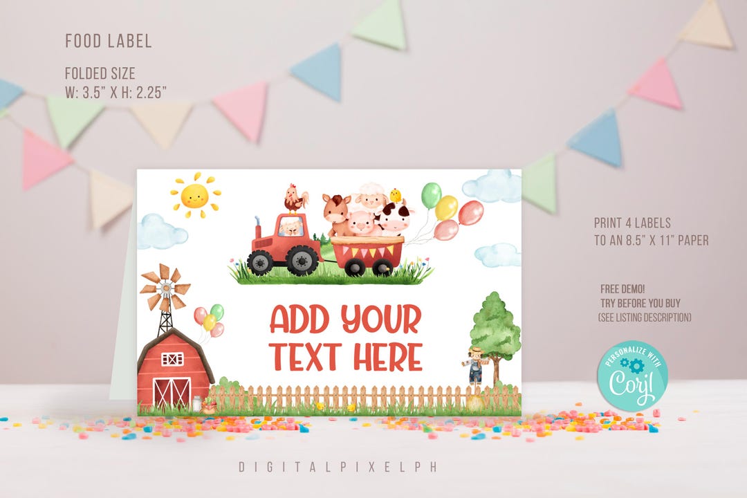 Editable Farm Food Label, Farm Food Tent Cards, Barnyard Farm Animals ...