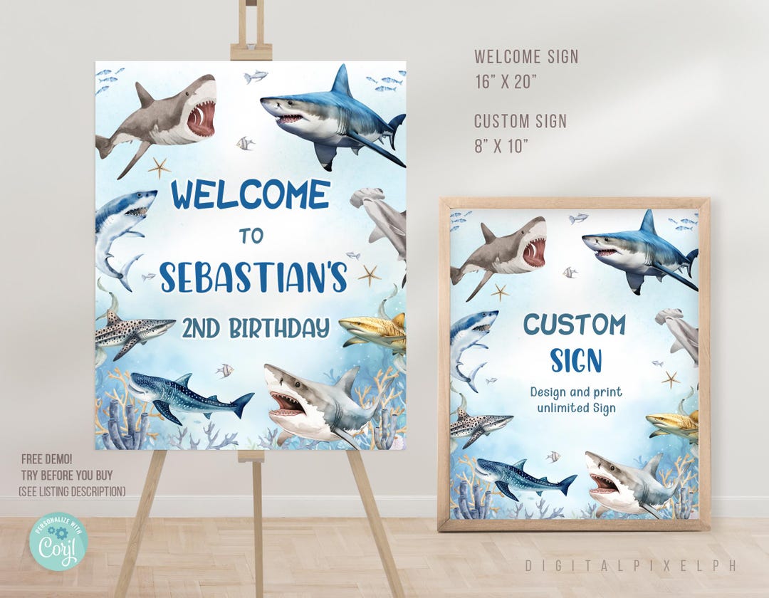 Editable Sharktastic Welcome Sign Template, Sharktastic Custom Sign ...
