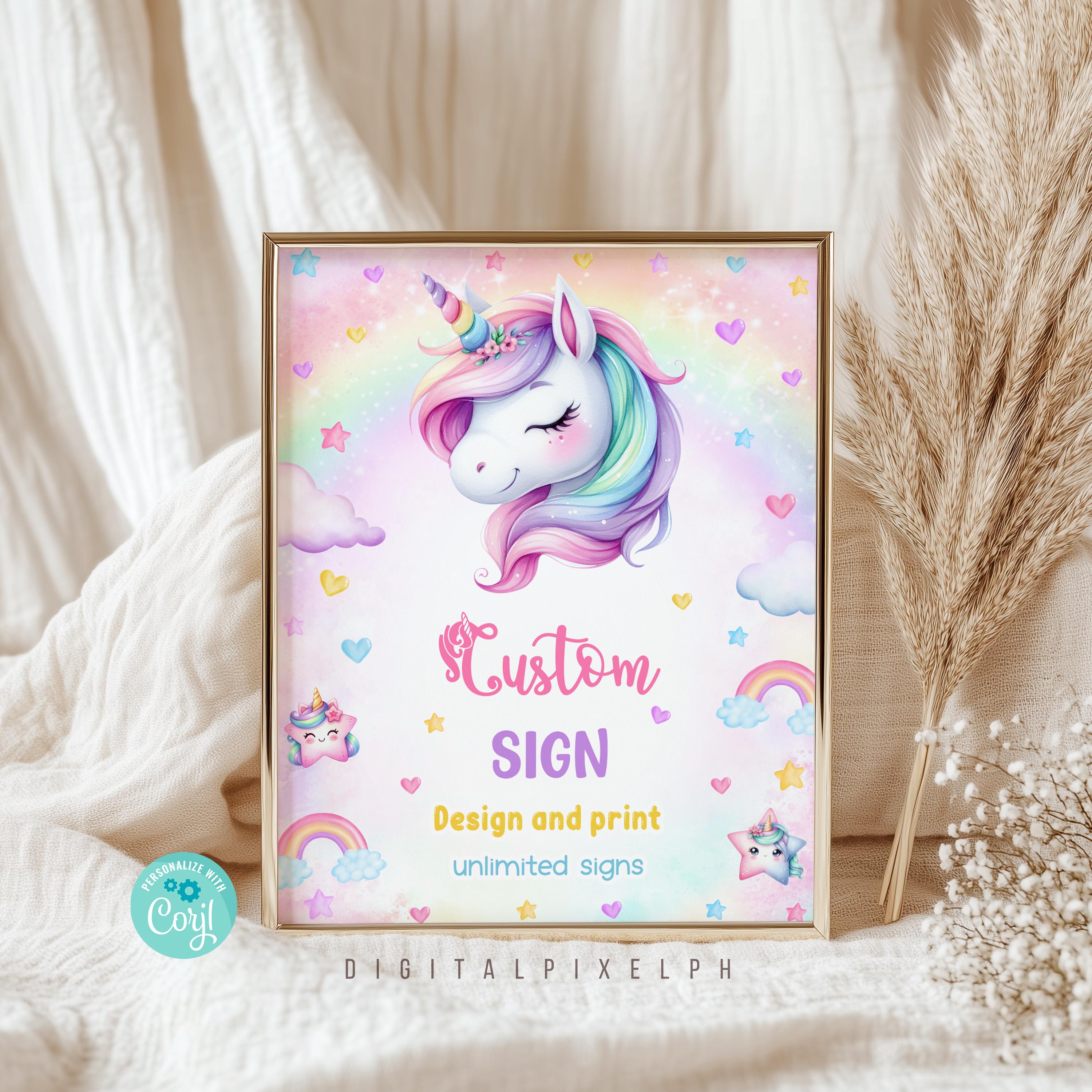 Editable Unicorn Birthday Welcome Sign Template (digital Download) - Etsy