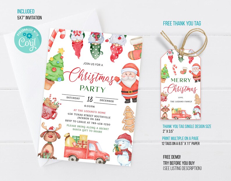 Editable Christmas Party Invitation Christmas Party Invite - Etsy