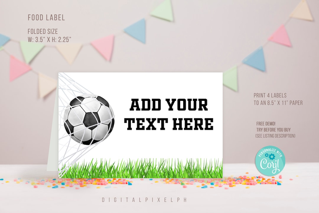 Editable Soccer Food Label, Soccer Food Tent Cards, Soccer Food Tent ...