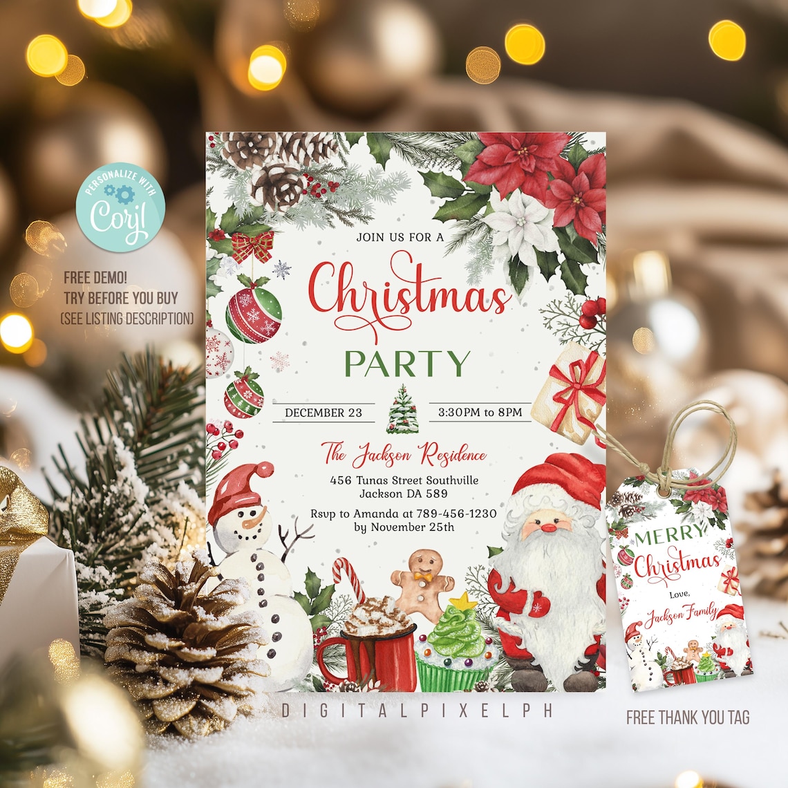 Editable Christmas Party Invitation Template (digital Download) - Etsy