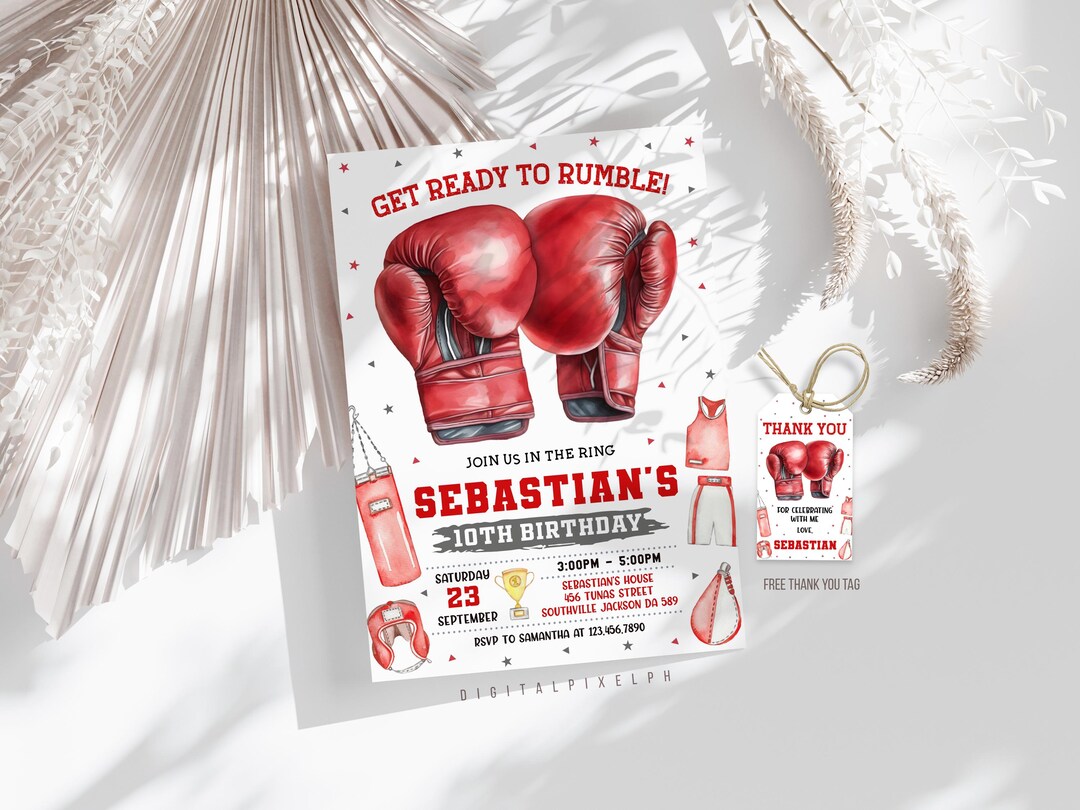 Editable Boxing Birthday Invitation Template (digital Download) - Etsy