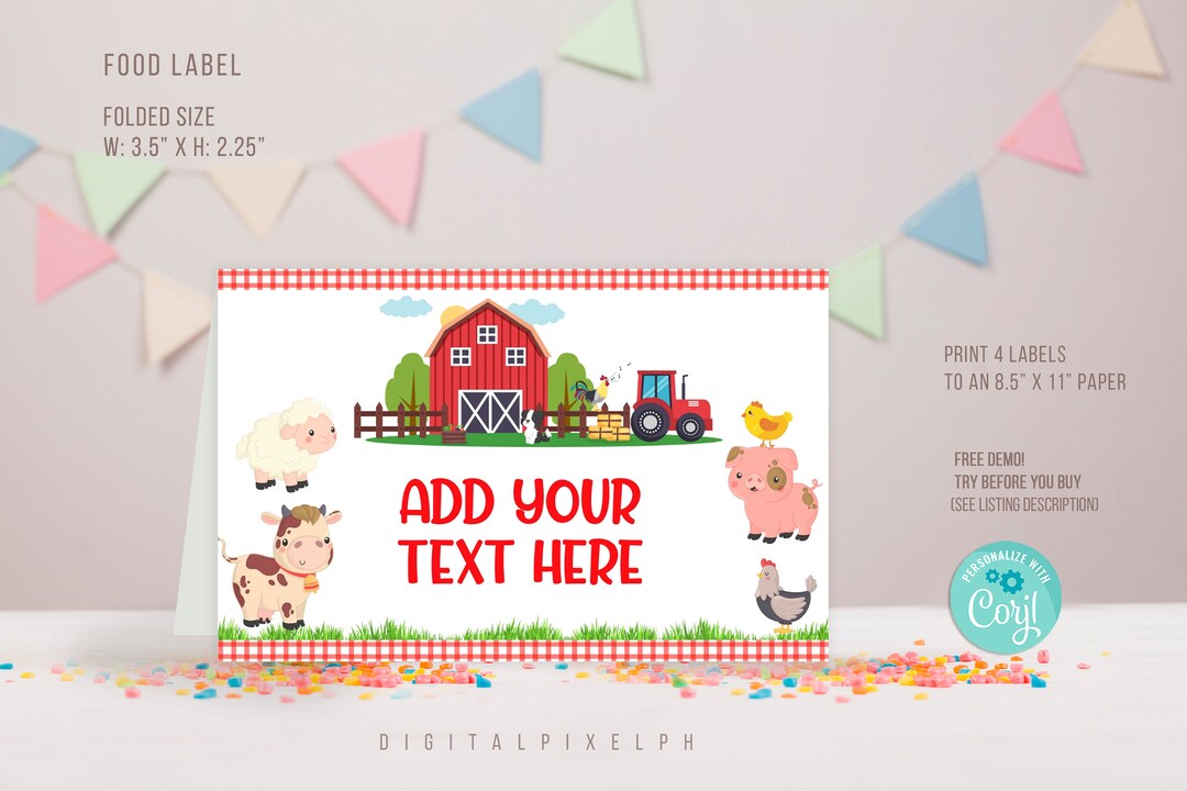 Editable Farm Food Label, Farm Food Tent Cards, Barnyard Farm Animals ...