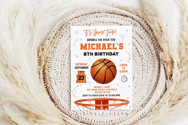 Basketball Birthday Invitation Template, Sports Party (digital Download ...