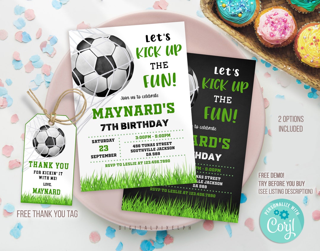 Editable Soccer Birthday Invitation Template, Soccer Birthday ...