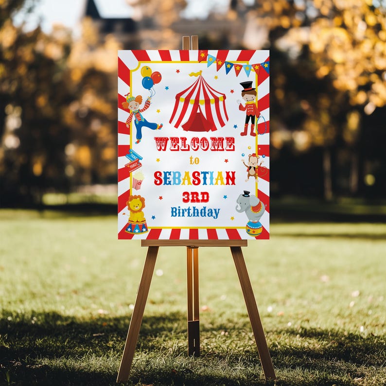 Circus Welcome Sign Template, Circus Custom Sign, Carnival Welcome Sign ...