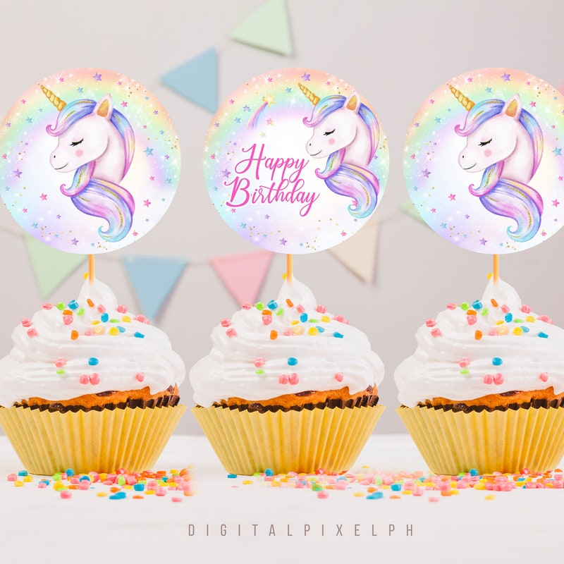 Unicorn Cupcake Toppers - Etsy