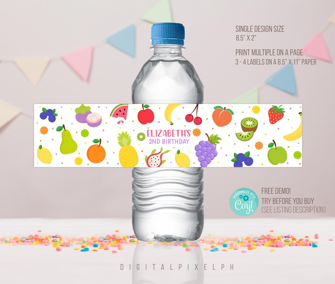 Editable Two-tti Frutti Water Bottle Label Template, Fruits Label ...