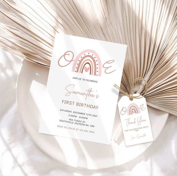 Editable Boho Rainbow Birthday Invitation Rainbow Invitation - Etsy