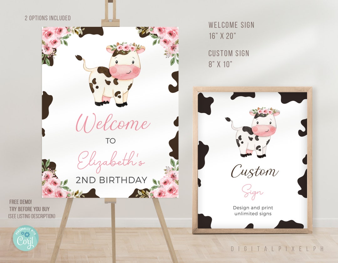 Editable Holy Cow Birthday Welcome Sign Template, Holy Cow Birthday ...