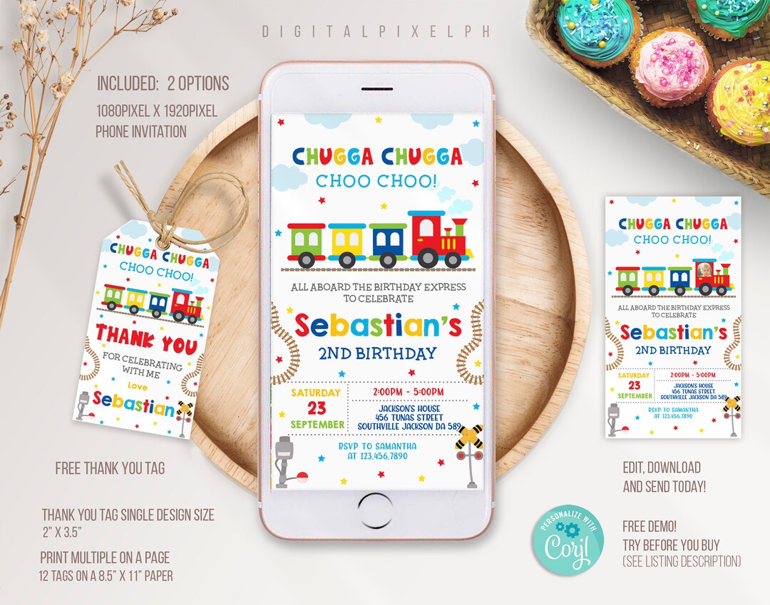 Editable Train Electronic Invitation Template, Train Phone Invitation ...