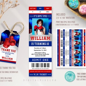 Editable Boxing Ticket Birthday Invitation Template, Boxing Birthday ...