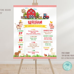 Editable Farm Birthday Milestone Poster Template, Farm Barnyard ...