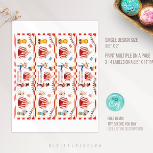 Editable Carnival Water Bottle Label, Carnival Bottle Label, Circus Water Bottle Label, Circus ...