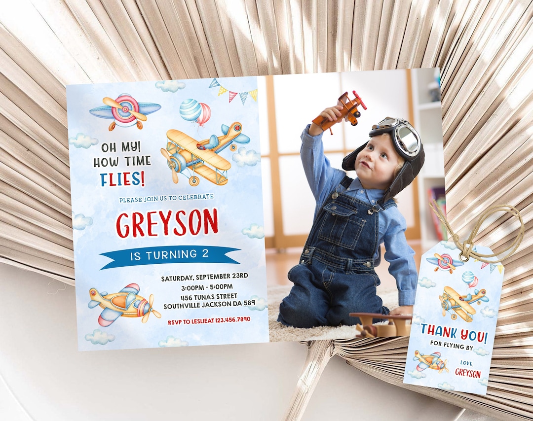Airplane Birthday Invitation Template, Airplane Invitation, Pilot ...