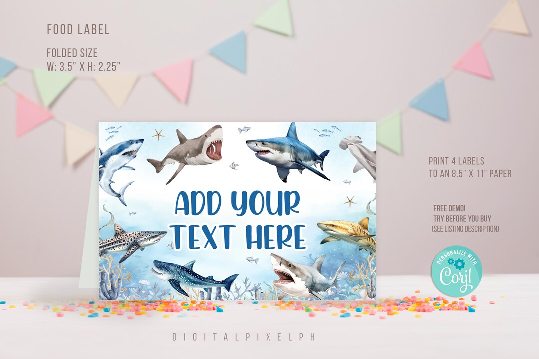 Editable Sharktastic Food Label, Sharktastic Food Tent Cards, Shark ...