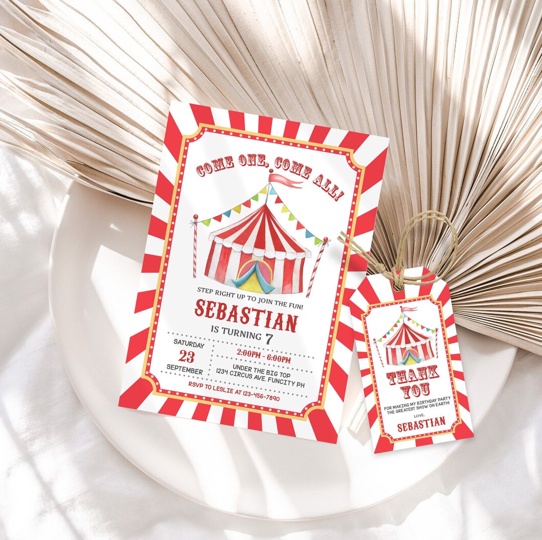 Carnival Birthday Invitation Circus Birthday Invitation Etsy