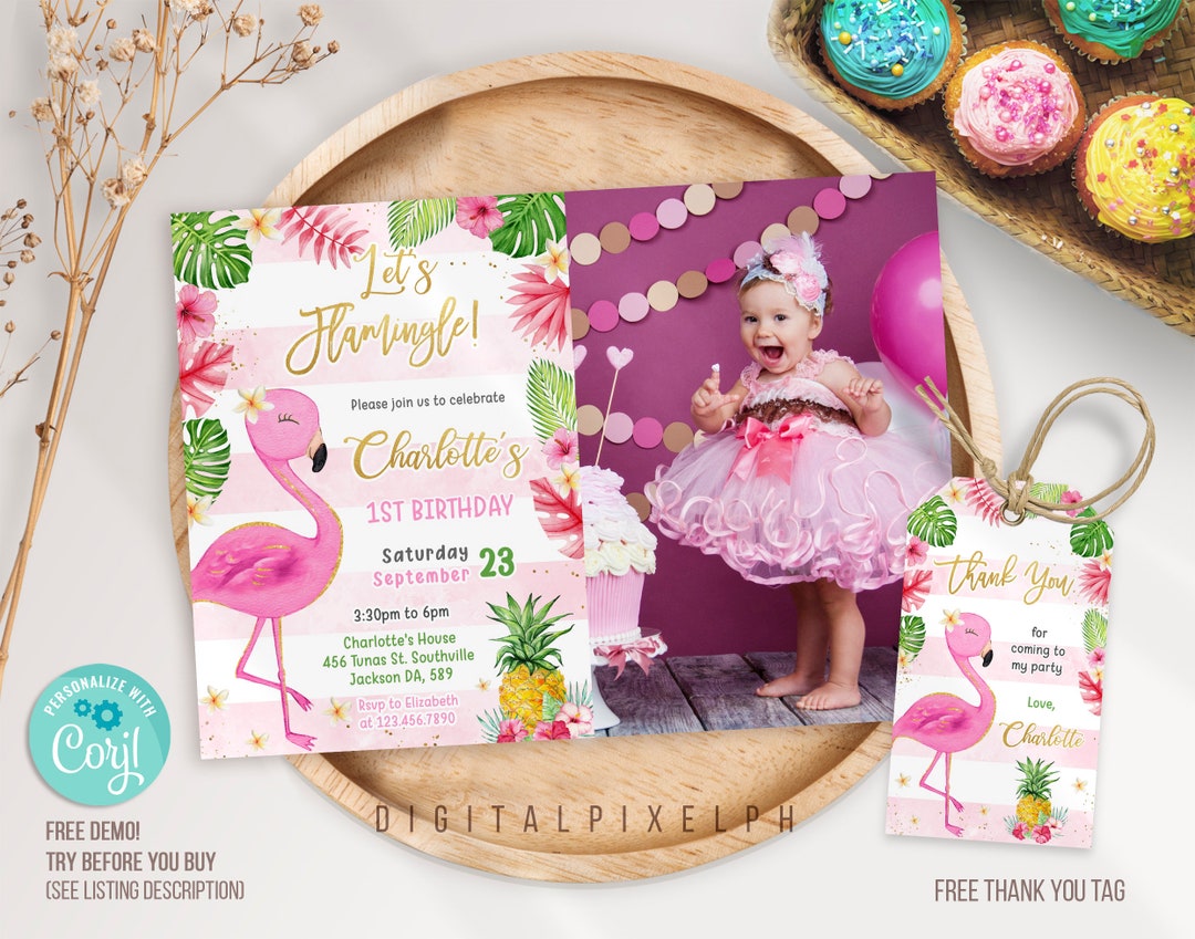 Editable Flamingo Birthday Invitation Template, Flamingle Invitation ...